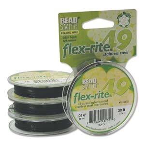 Flexrite Black 49 Strand .014" Qty:30 feet – The Beading Room