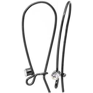 Gunmetal Kidney Earwires with Rhinestones 1.5in Qty:2 – The Beading Room